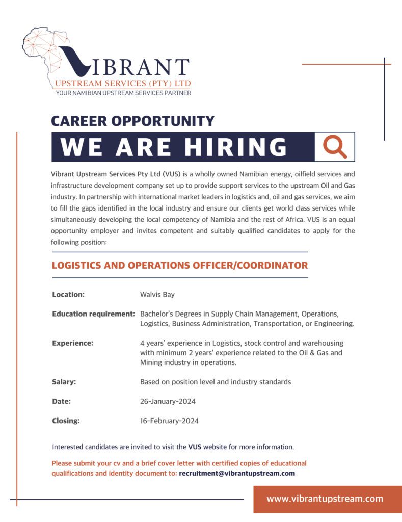 LOGISTICS AND OPERATIONS OFFICER/COORDINATOR VACANCY | Vibrant Upstream ...